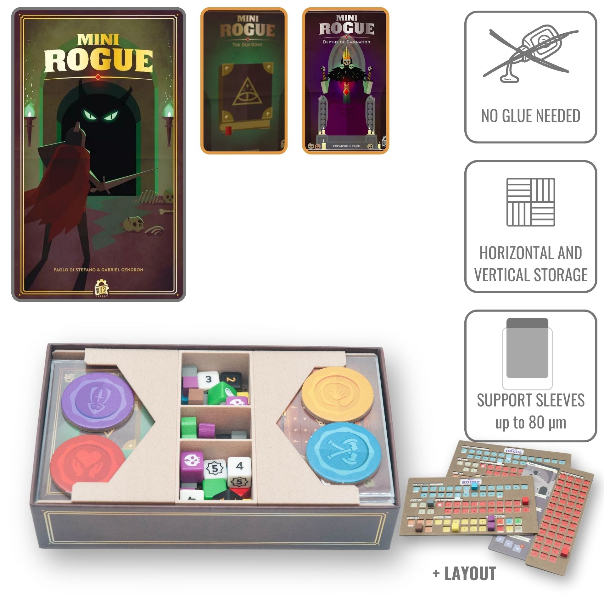 Mini Rogue board game insert | 3D Printed | WOODNEQ